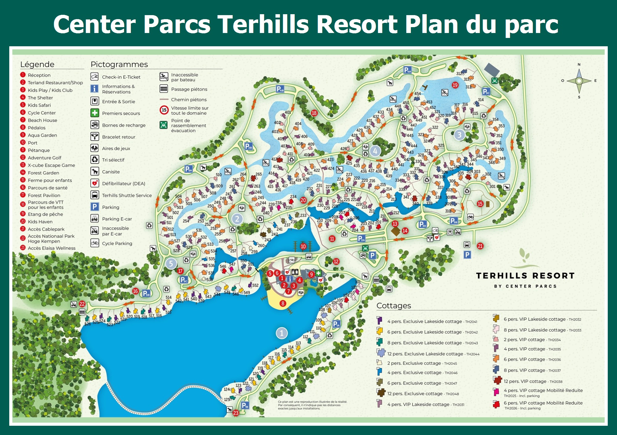 Le plan du Center Parcs Terhills Resort | ParkExplorer
