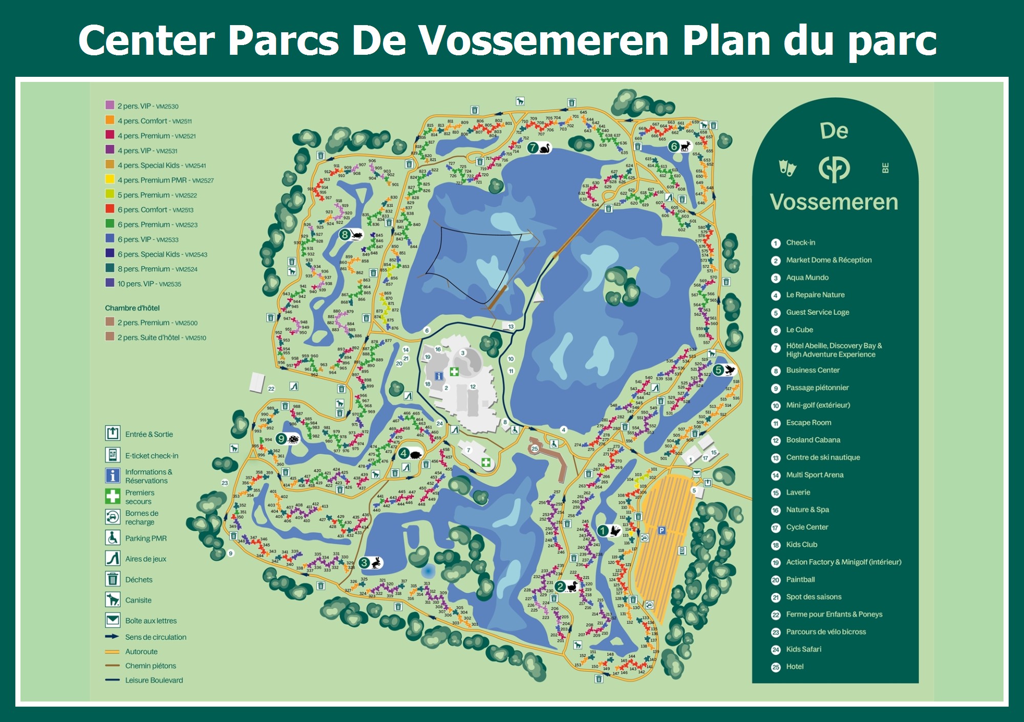 Le plan du Center Parcs De Vossemeren | ParkExplorer