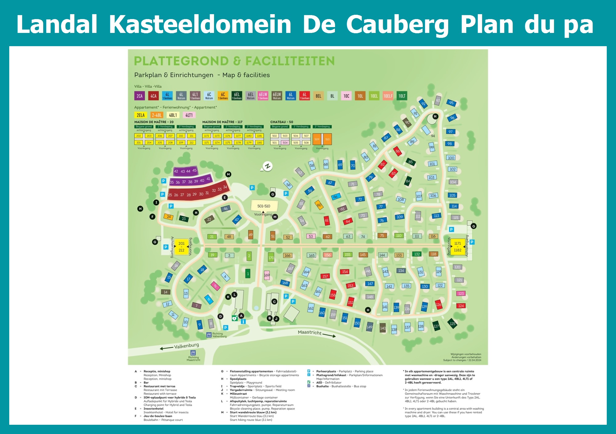Le plan du Landal Kasteeldomein De Cauberg | ParkExplorer