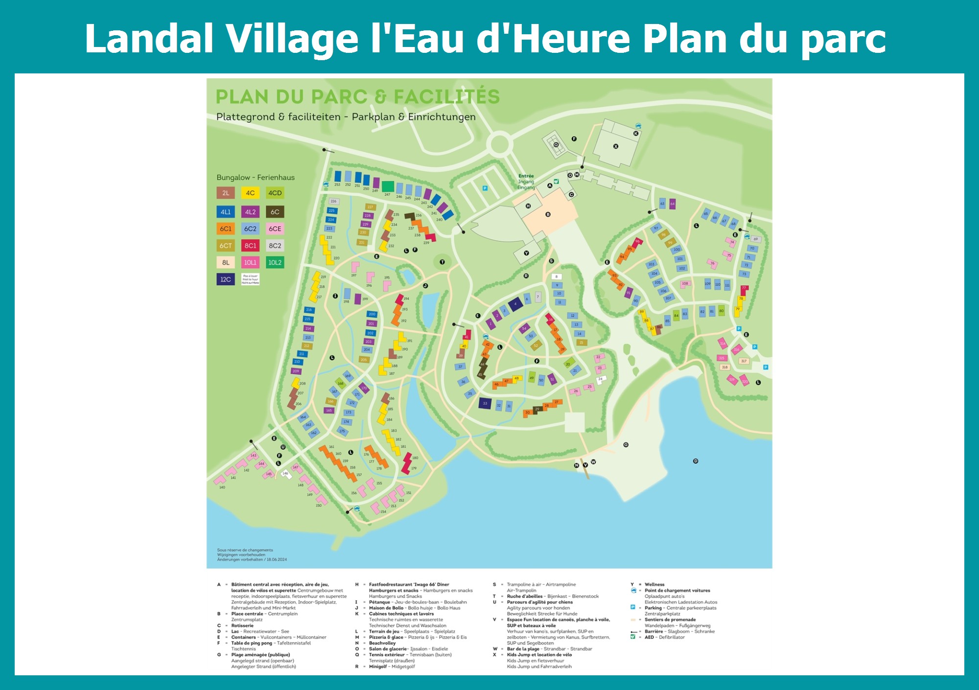 Le plan du Landal Village l'Eau d'Heure | ParkExplorer